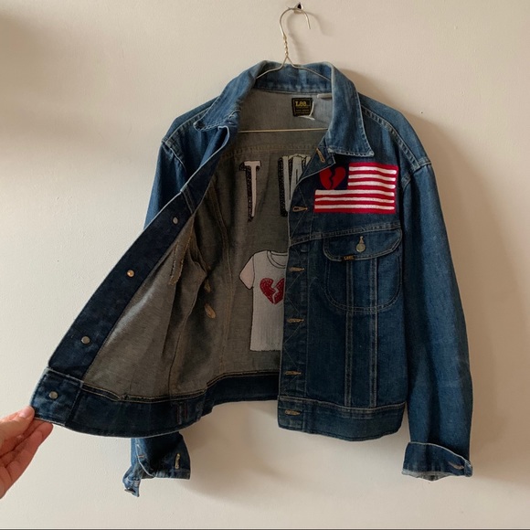 Lee | Jackets & Coats | Vintage Lee Distressed Embroidered Jean Jacket ...
